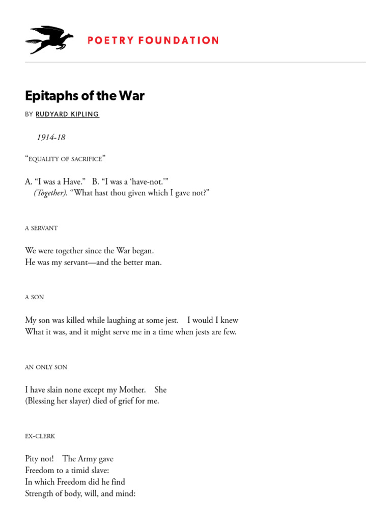 Kipling's Epitaphs of War | PDF | Religion & Spirituality | Poetry