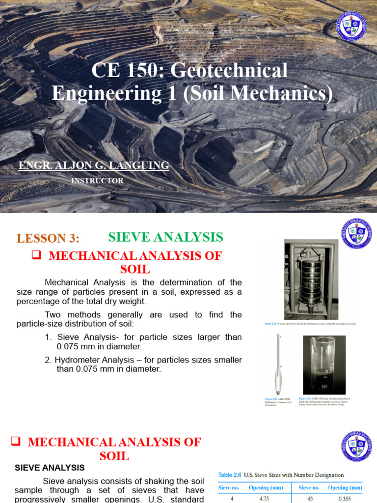 Lesson 3 Sieve Analysis | PDF | Particle Size Distribution | Silt