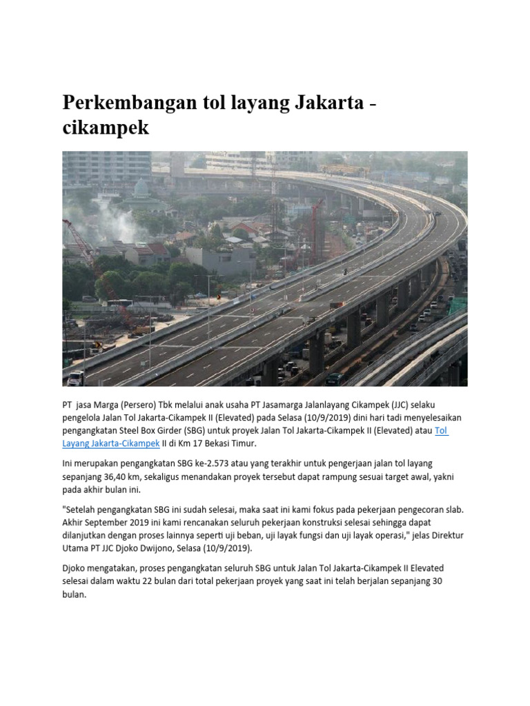 Perkembangan Tol Layang Jakarta | PDF