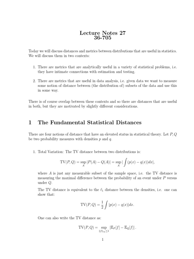 Statistical Distances | PDF | Robust Statistics | Statistics