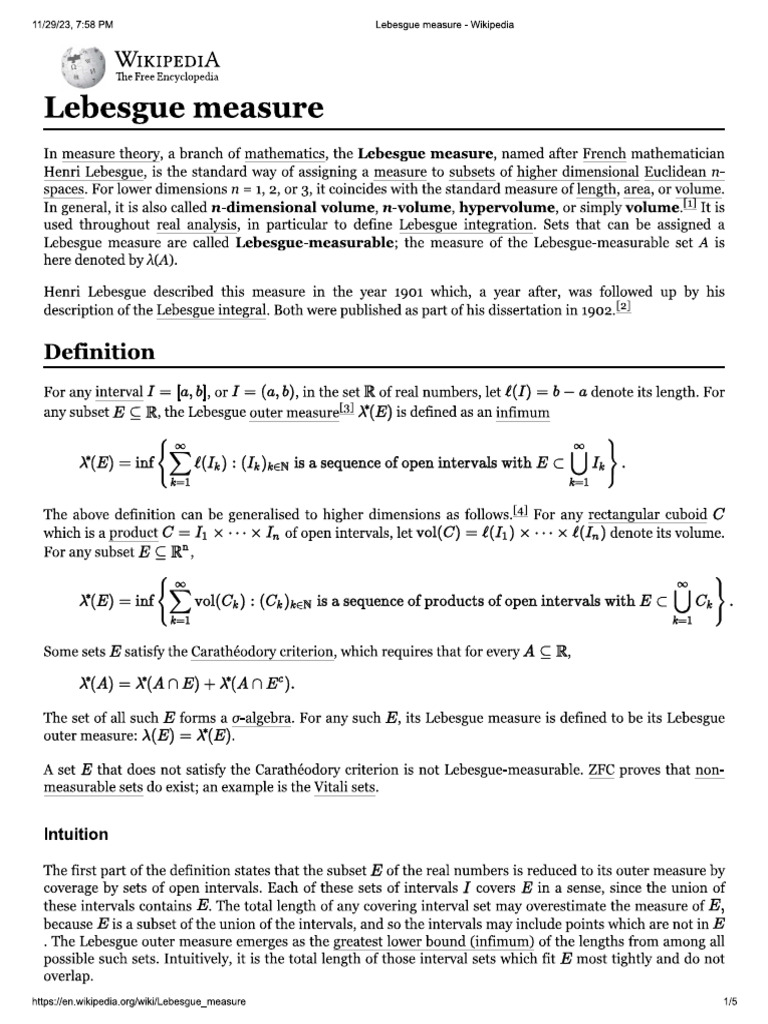 Lebesgue Measure | PDF