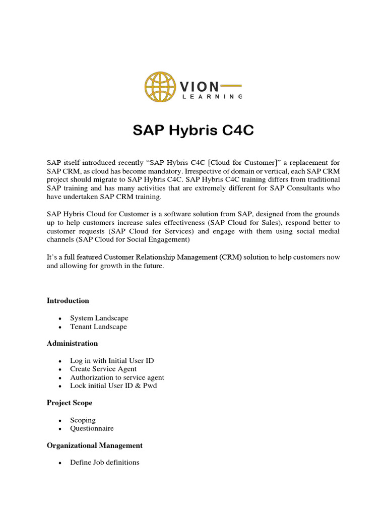 SAP Hybris C4C | PDF | Customer Relationship Management | Sales