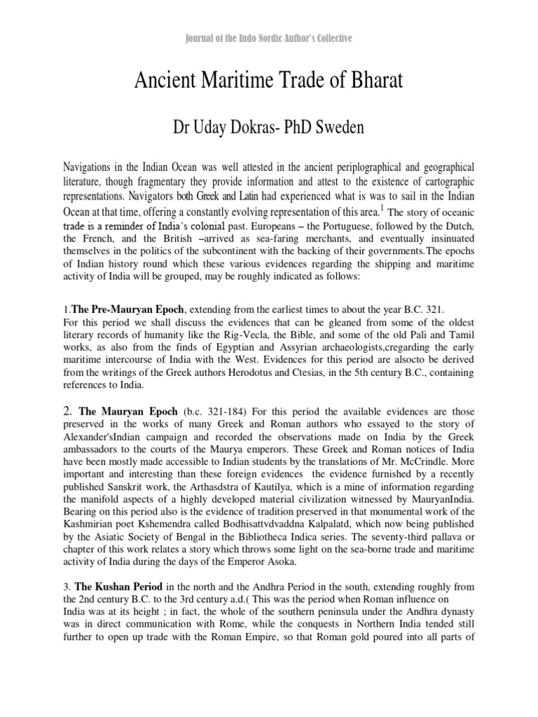 Ancient Maritime Trade of Bharat INDIA | PDF | Trade | Kerala