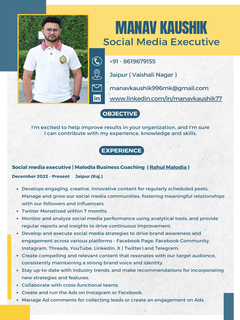 Manav Kaushik CV | Download Free PDF | Social Media | Popular Culture & Media Studies
