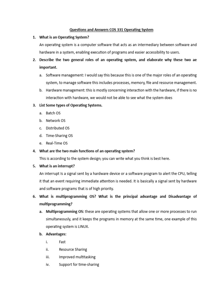 331 Study 1 | Download Free PDF | Process (Computing) | Operating System