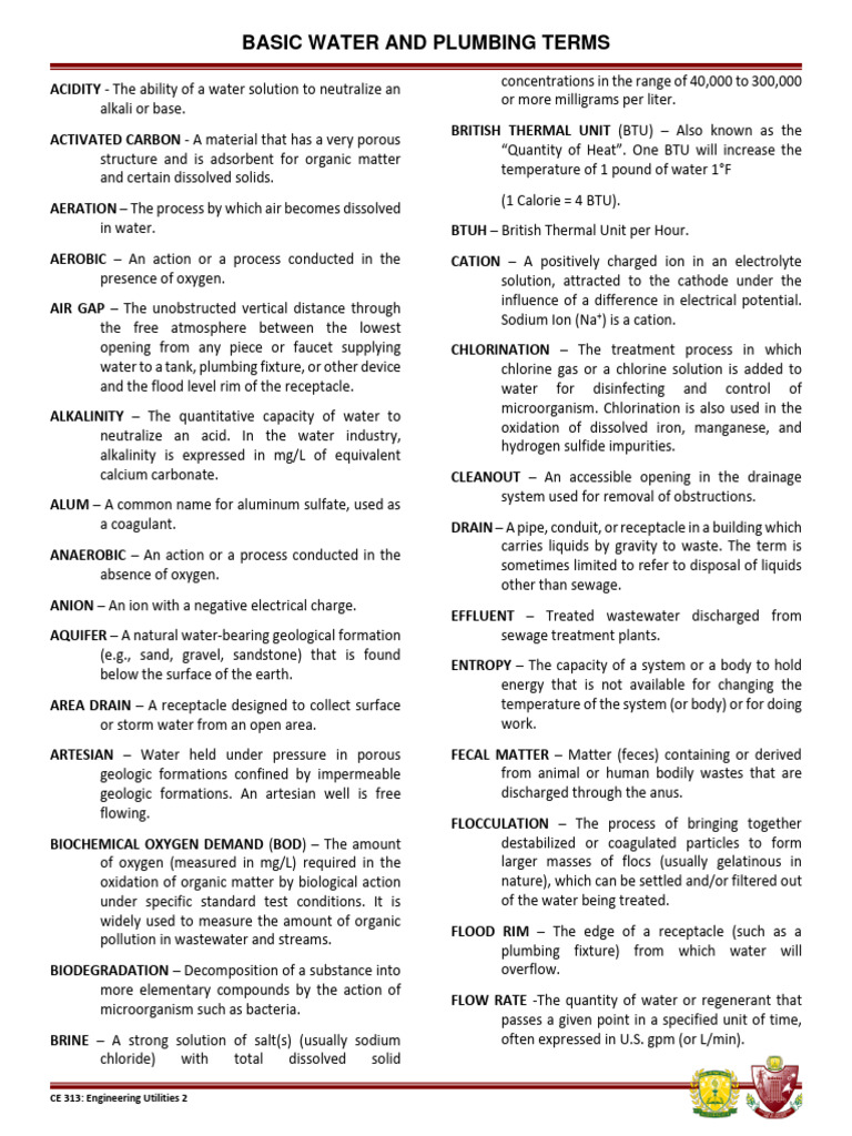 4.2 Basic Water and Plumbing Terms | PDF | Water | Sewage Treatment