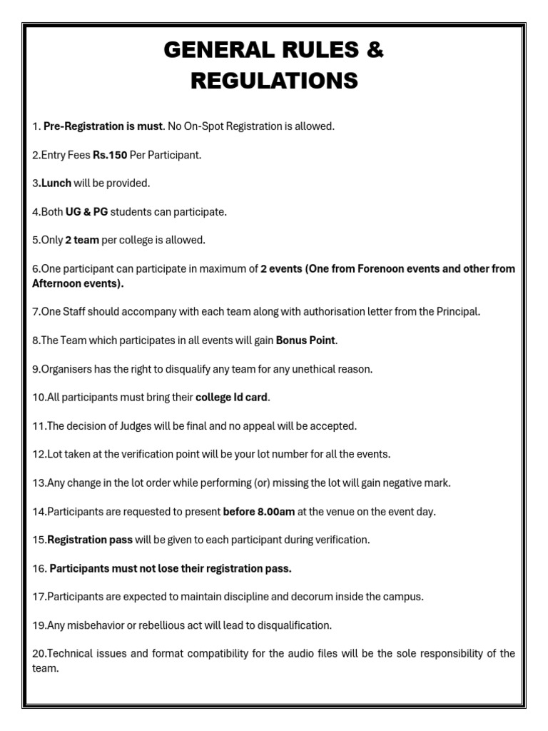 General Rules | PDF | Cosmetics