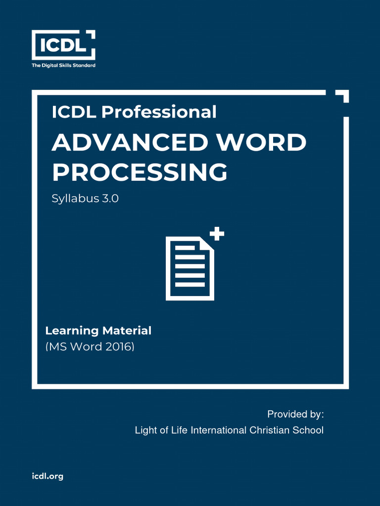 ICDL Advanced Word Processing 2016 3.0 - Light of Life International Christian School | PDF ...