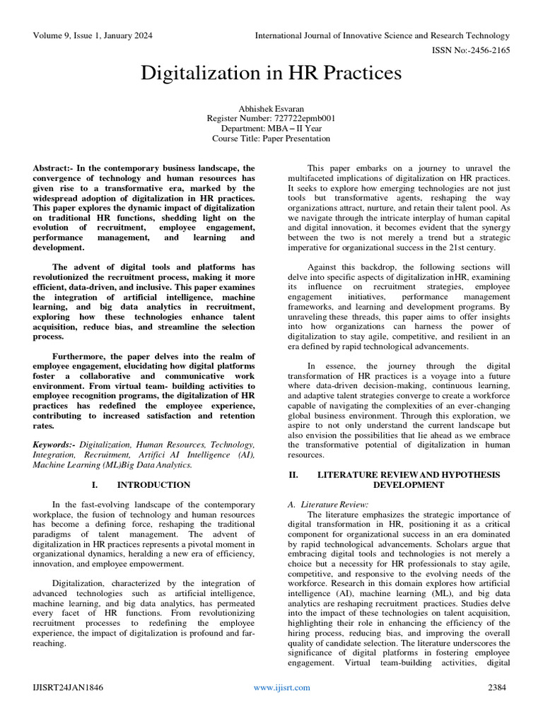 Digitalization in HR Practices | PDF | Analytics | Recruitment