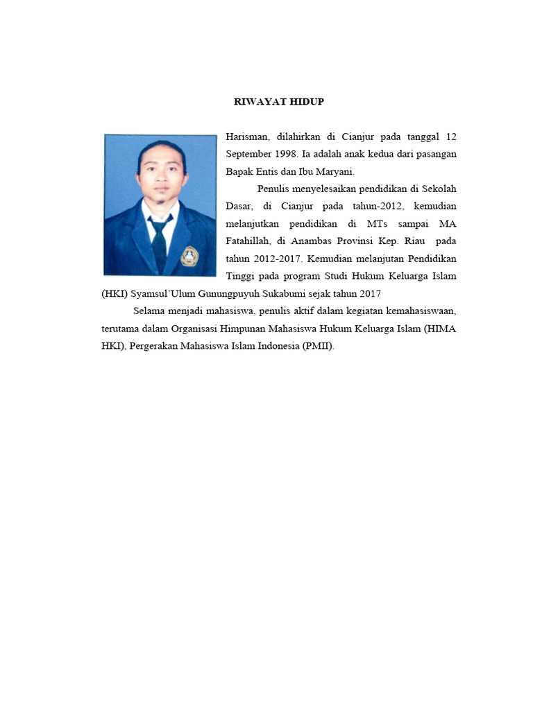 Riwayat Hidup Harisman | PDF