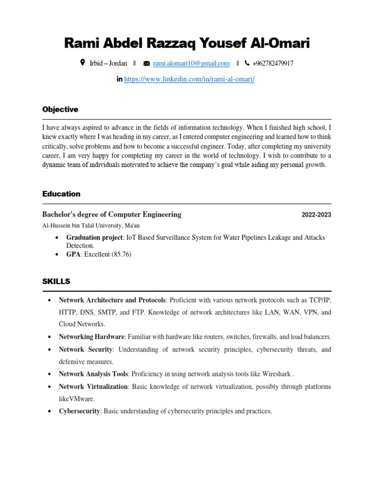 Rami Alomari - Resume | PDF | Computer Network | Security