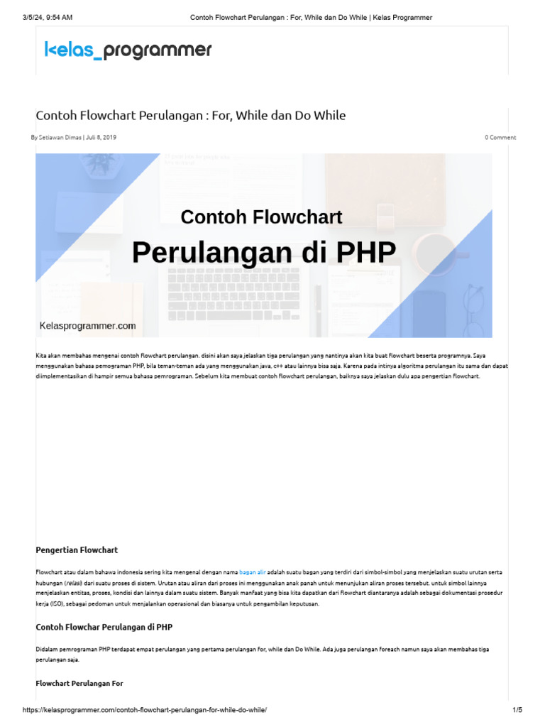 Contoh Flowchart Perulangan - For, While Dan Do While - Kelas Programmer | PDF | Bisnis | Komputer