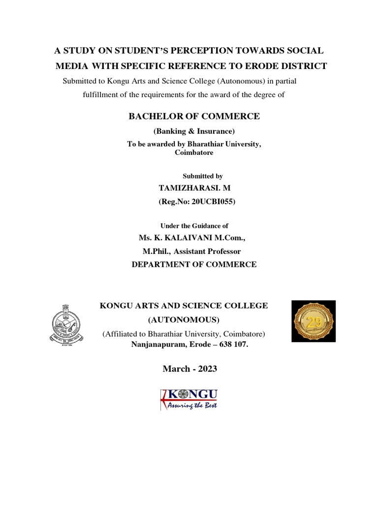 A Study On Student's Perception Towards Social Media With Specific ... A Study On Student's Perception Towards Social Media With Specific ...