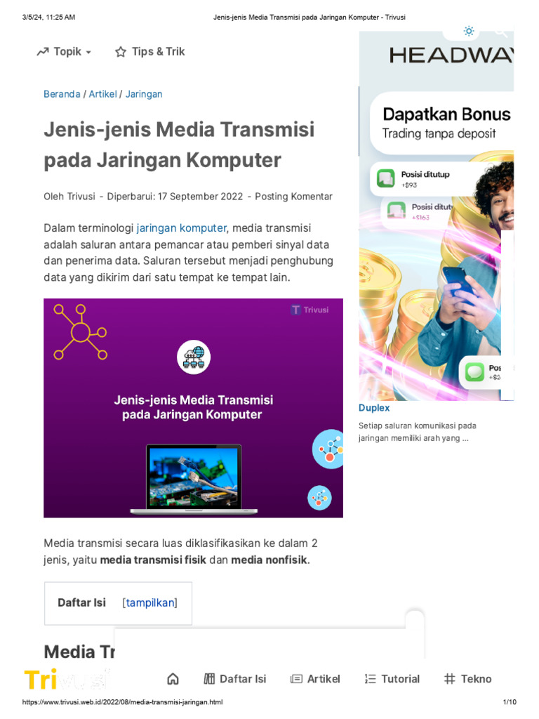 Jenis-jenis Media Transmisi pada Jaringan Komputer - Trivusi | PDF Jenis-jenis Media Transmisi pada Jaringan Komputer - Trivusi | PDF