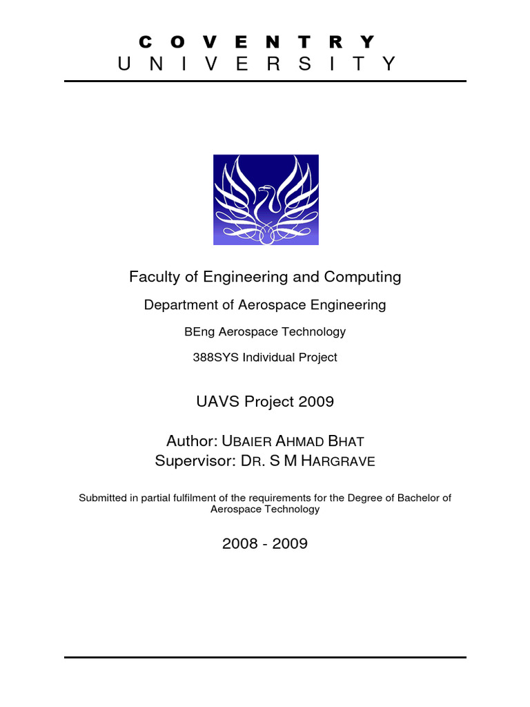 Aerospace Dissertation BhatU | PDF | Unmanned Aerial Vehicle | Mathematical Model
