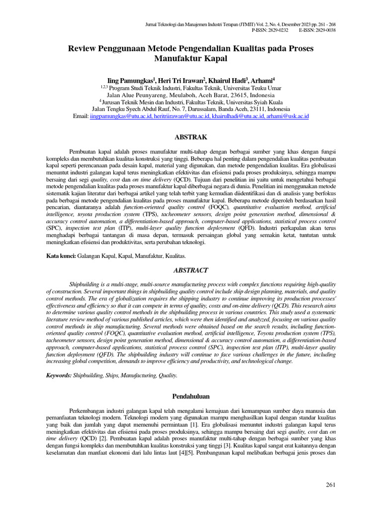 Review Penggunaan Metode Pengendalian Kualitas Pada Proses Manufaktur ...