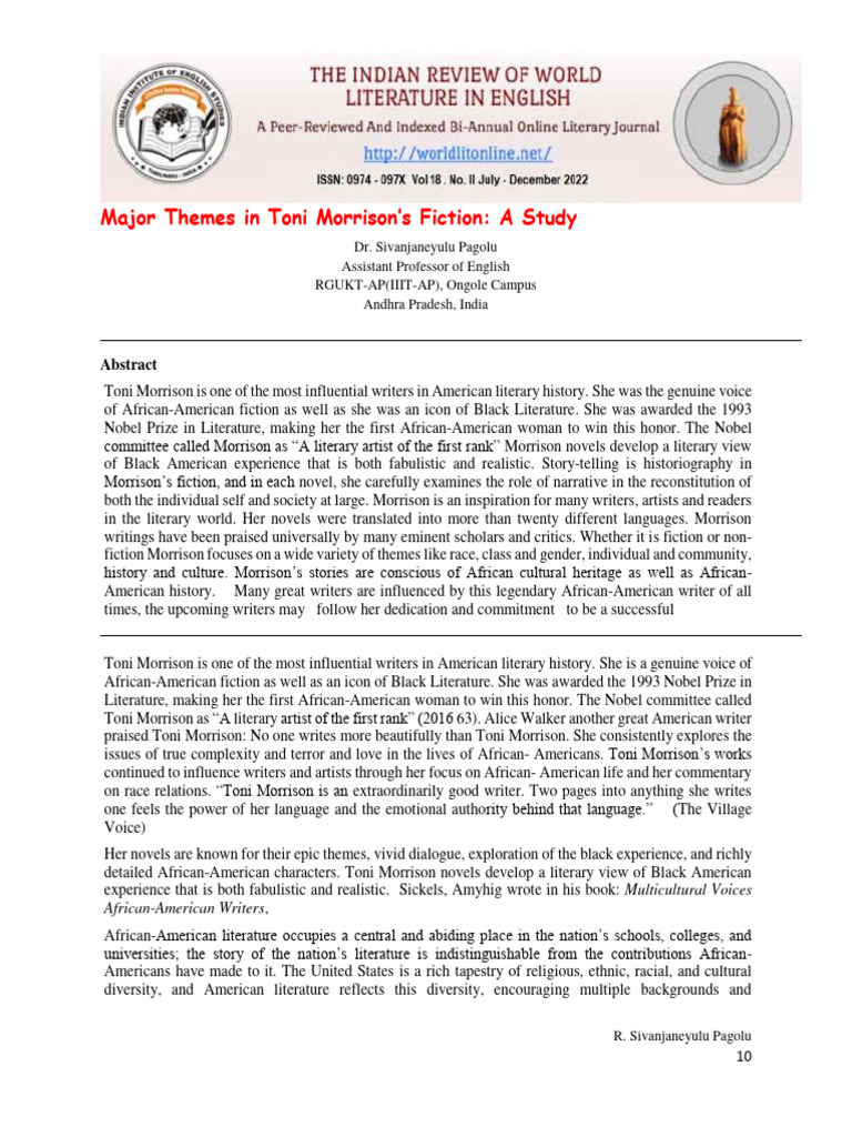 Toni Morrison's Literary Impact | PDF | African American Literature ...