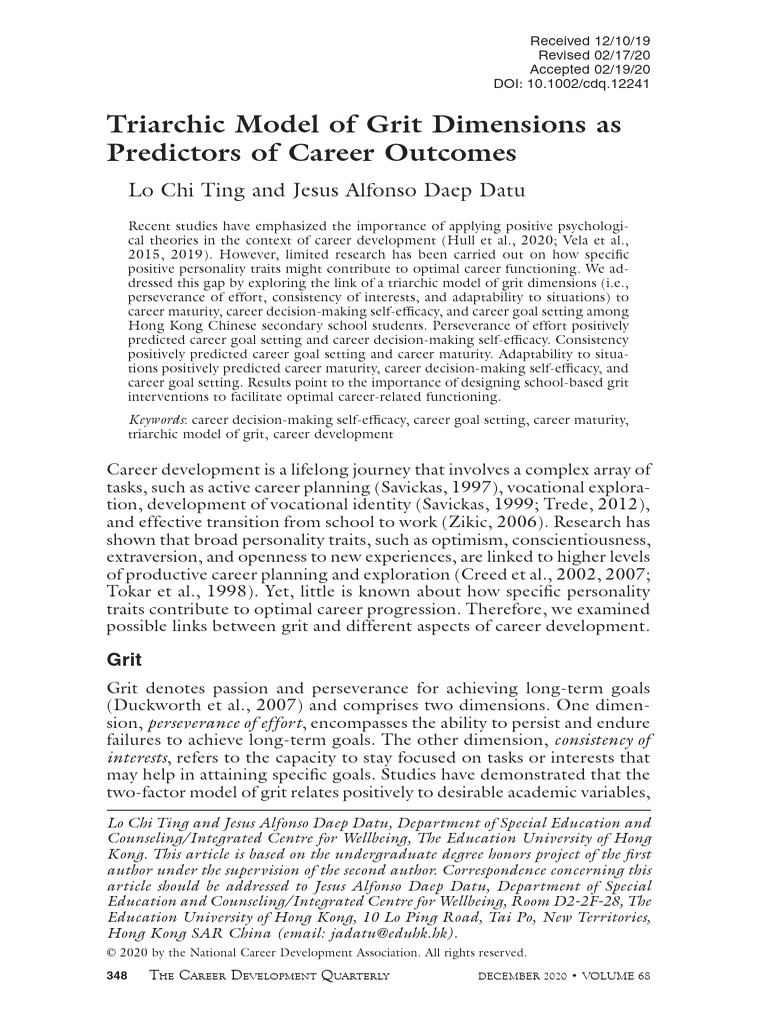 Grit - CDSE Korea Menyatakan Ada Hubungan Grit Dengan Cdse | PDF | Grit ...