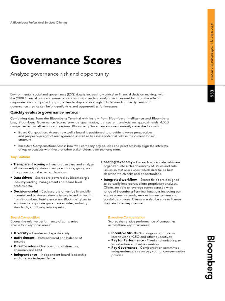 Governance Scores Fact Sheet | PDF | Governance | Business