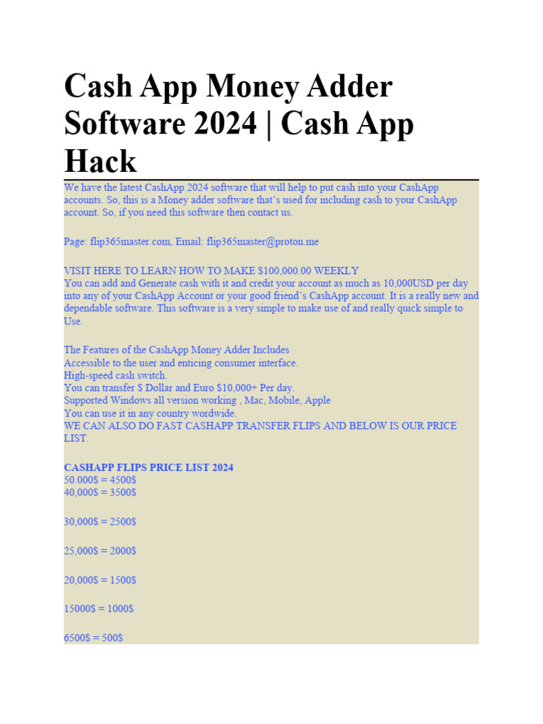 Cash App Money Adder Software 2024 | PDF