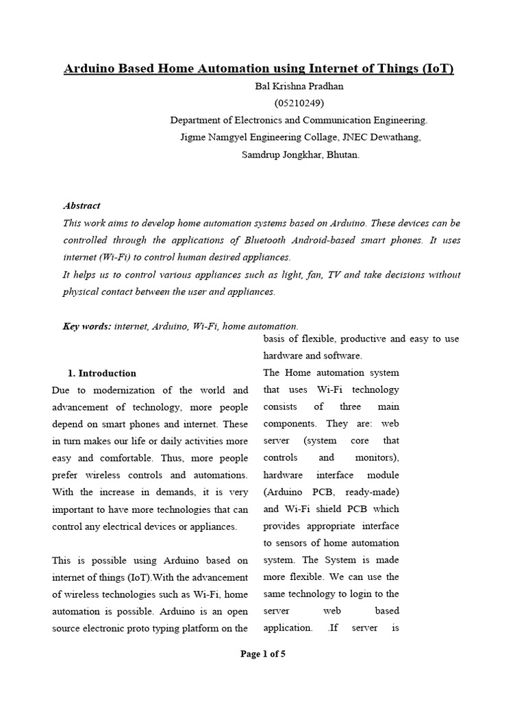 Home Automation Pdf Home Automation Internet Of Things