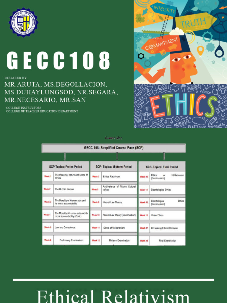 GECC108 Week 6 Ethical Relativism | PDF | Morality | Relativism
