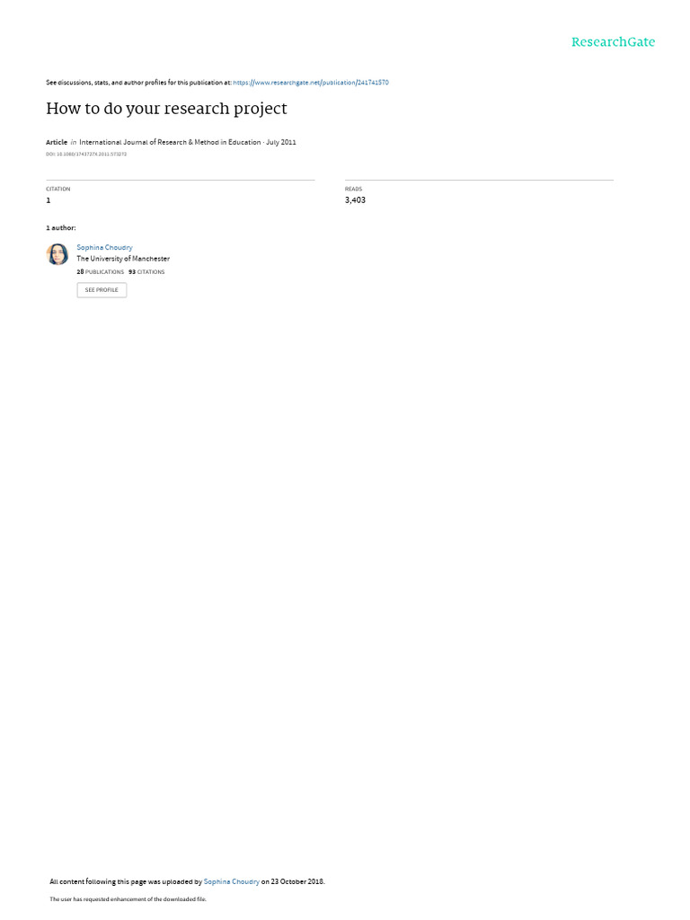 How To Do Your Research Project | PDF | Qualitative Research | Science
