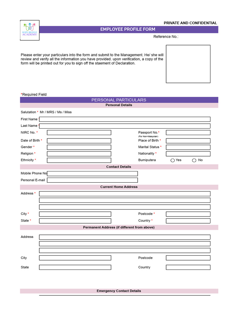 EMPLOYEE PROFILE FORM - Sheet1 | Download Free PDF | Employment