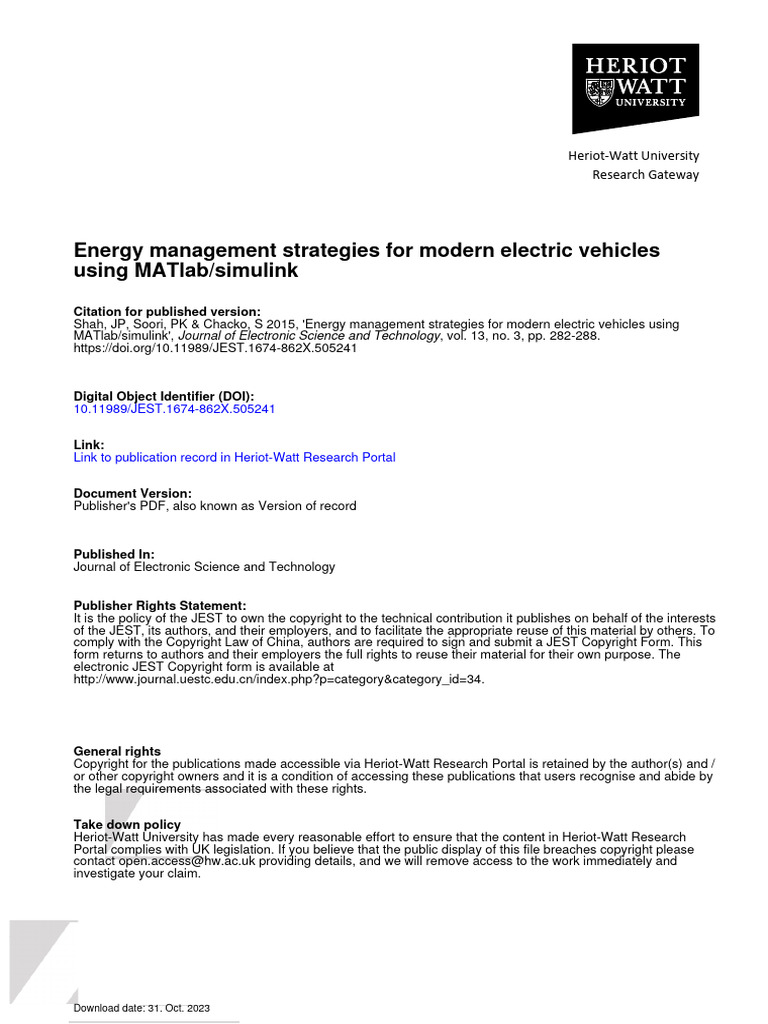 Energy Management Strategies For Modern Electric Vehicles Using MATLAB ... Energy Management Strategies For Modern Electric Vehicles Using MATLAB ...