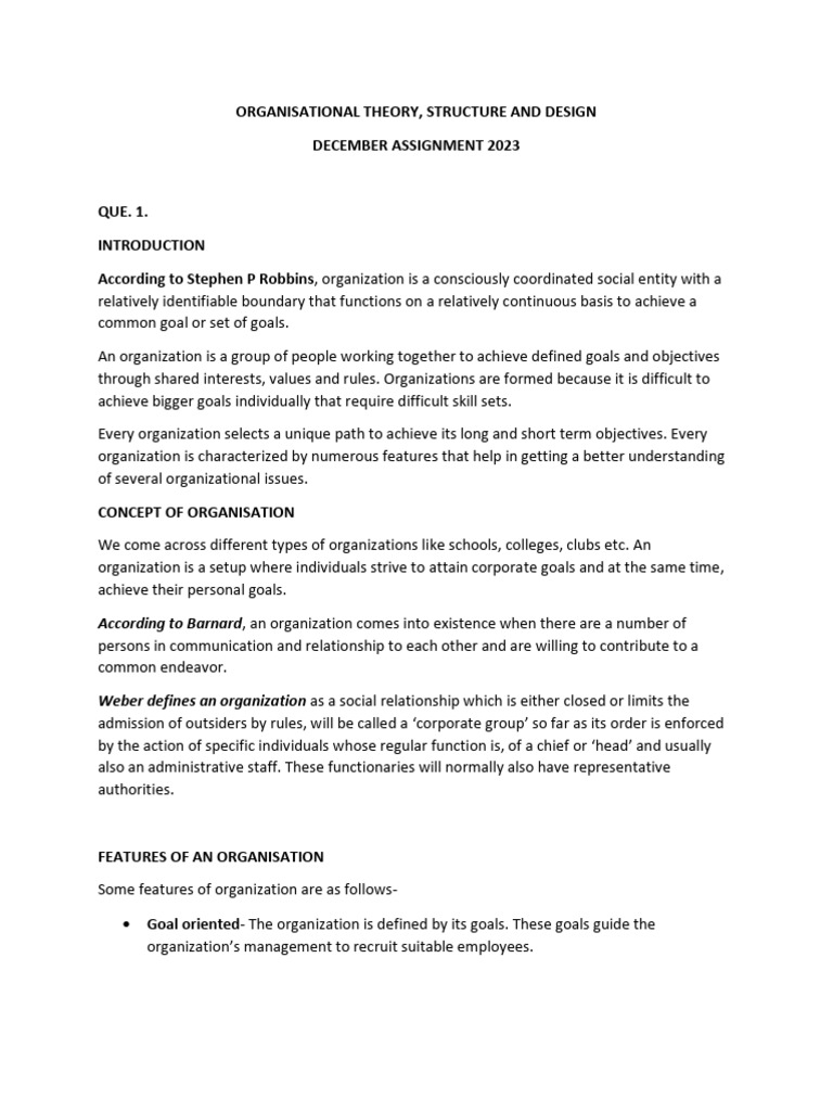 Understanding Organizational Theory & Design | PDF | Goal | System