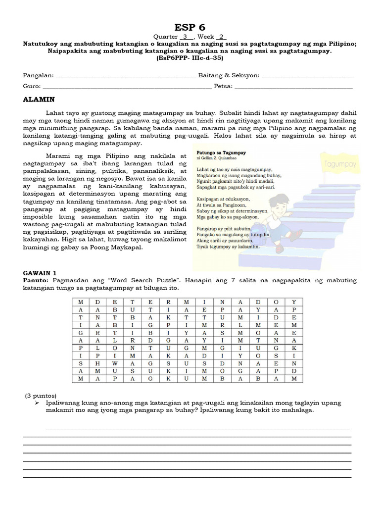 Activity Sheet Q3W2 | PDF