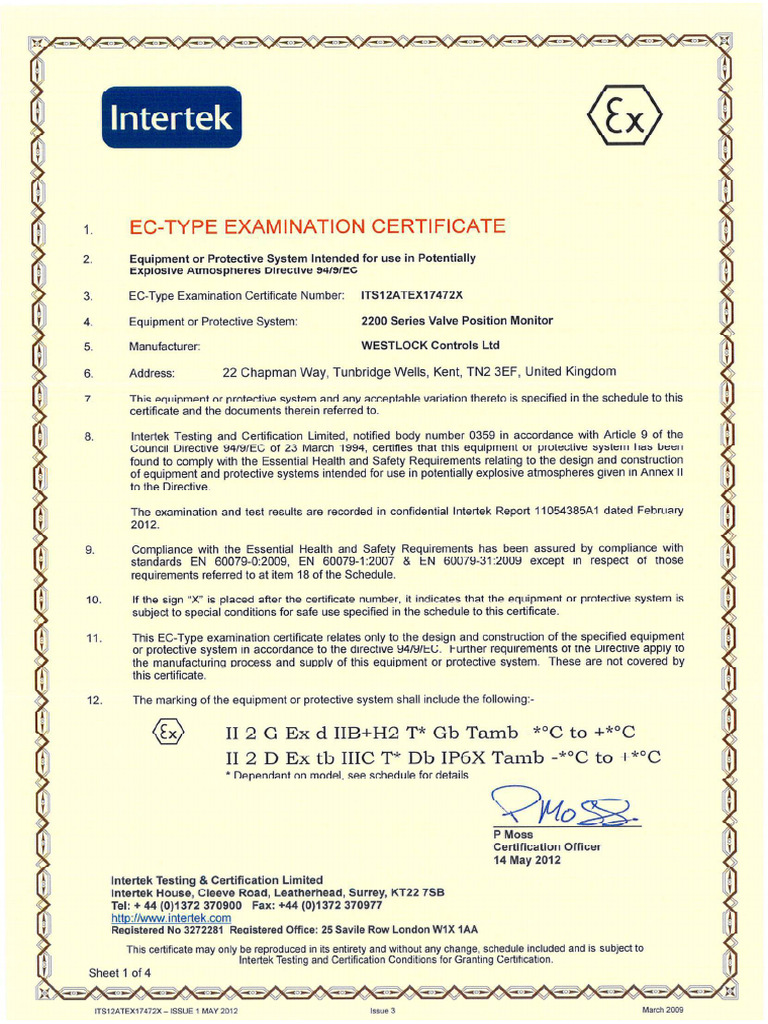 ATEX 2200 Ex D IIB H2 ITS 12 ATEX 17472X 2 | PDF