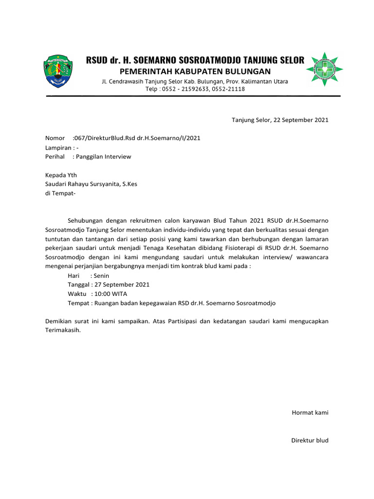 Rsud Dr. H. Soemarno Sosroatmodjo Tanjung Selor Pemerintah Kabupaten ...