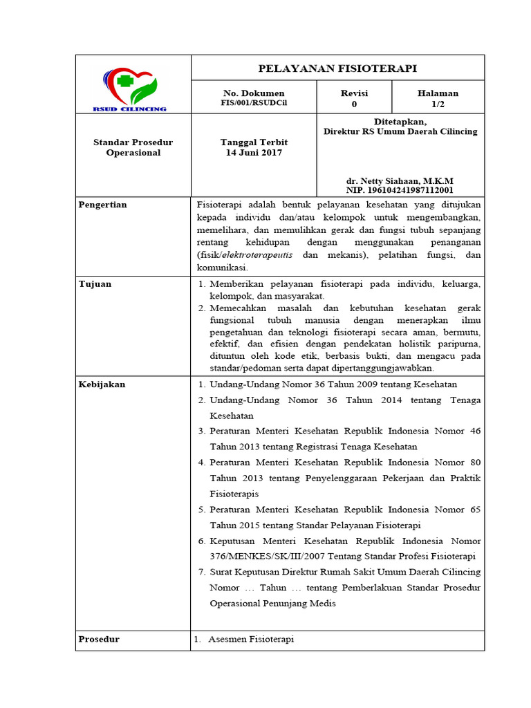 Pelayanan Fisioterapi | PDF