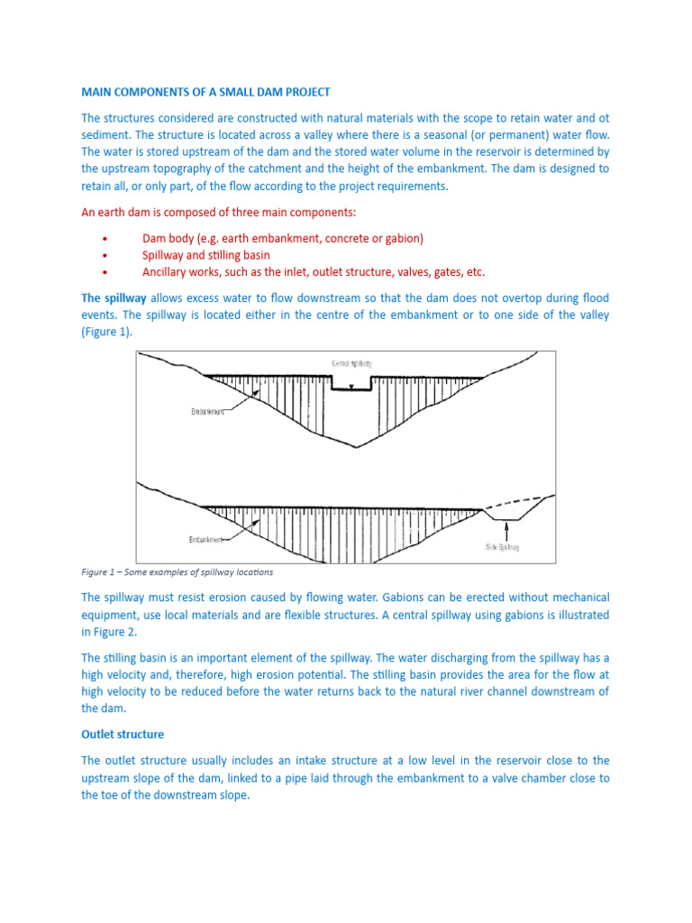 Main Components of A Small Dam Project | PDF | Spillway | Dam