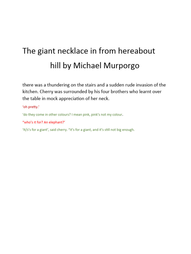 The Giant Necklace in From Hereabout | PDF