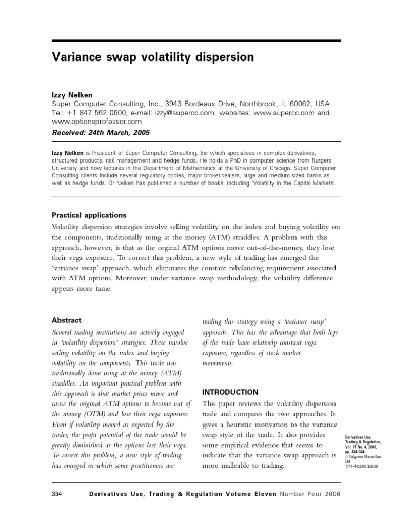 Variance Swap Volatility Dispersion | PDF | Option (Finance) | Greeks (Finance)