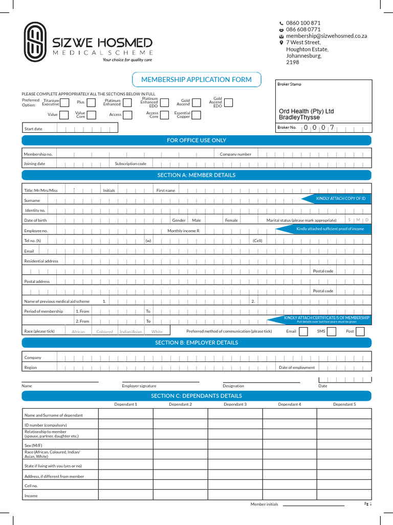 Sizwe Hosmed Member Application 2024 | Download Free PDF | Banks | Heart