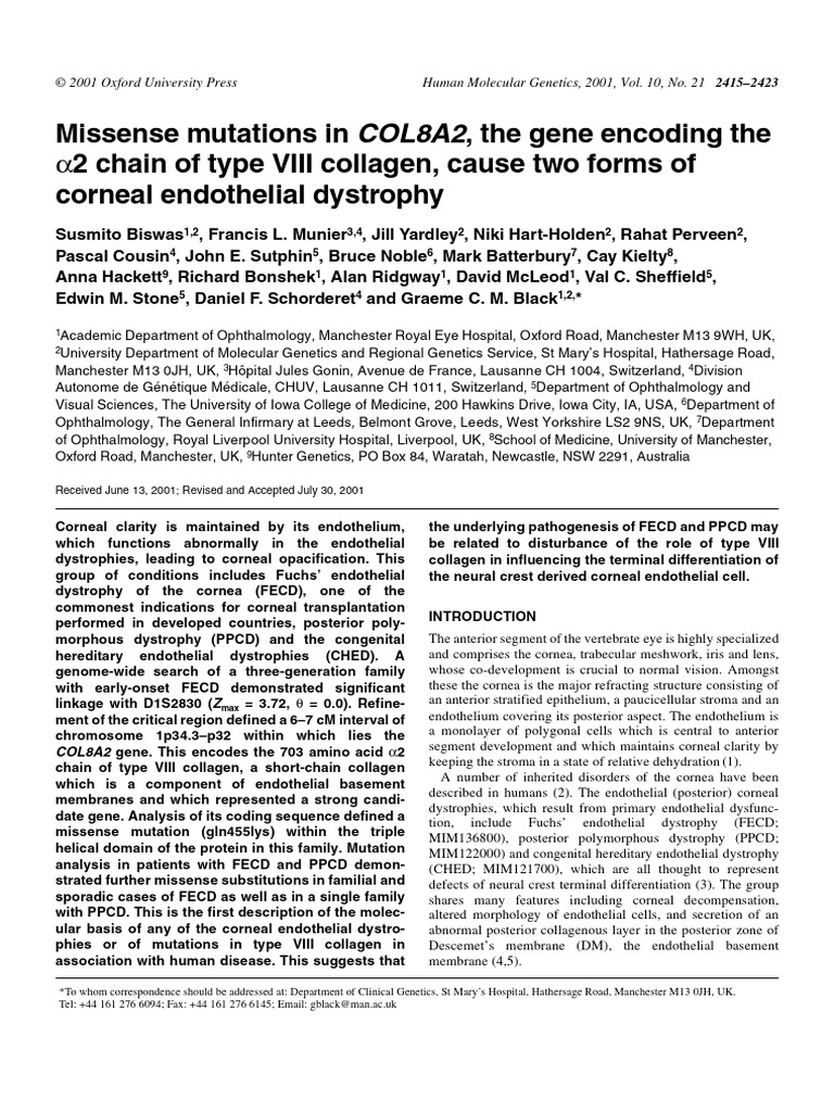 Mutasi Fced PPCD | PDF | Genetic Linkage | Cornea