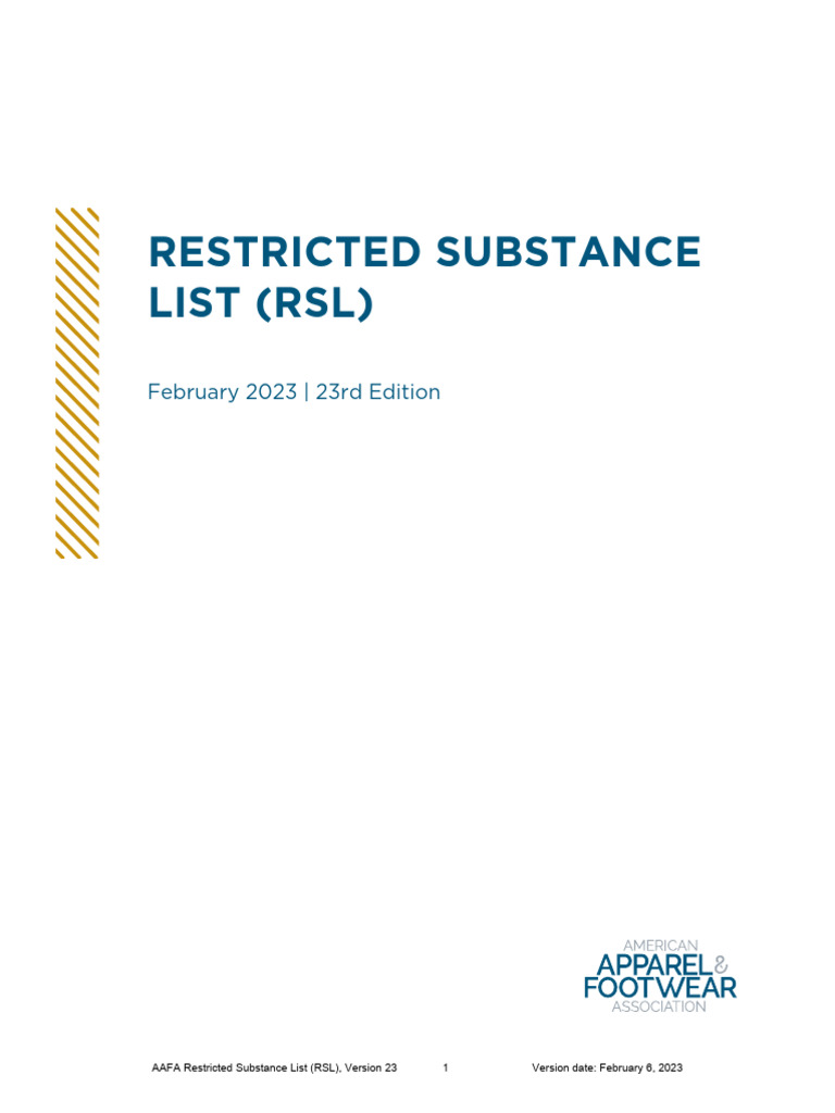RSL 23 | PDF | Chemical Substances | Textiles