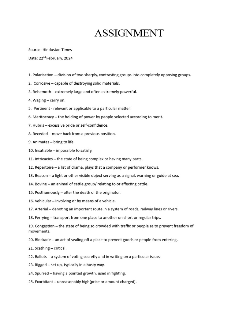 50 Meanings Assignment | PDF