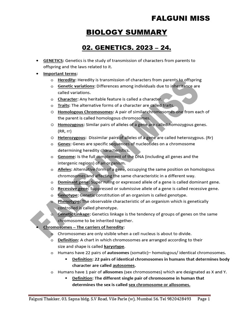 02. BIO X ICSE Genetics | PDF | Genetics | Dominance (Genetics)