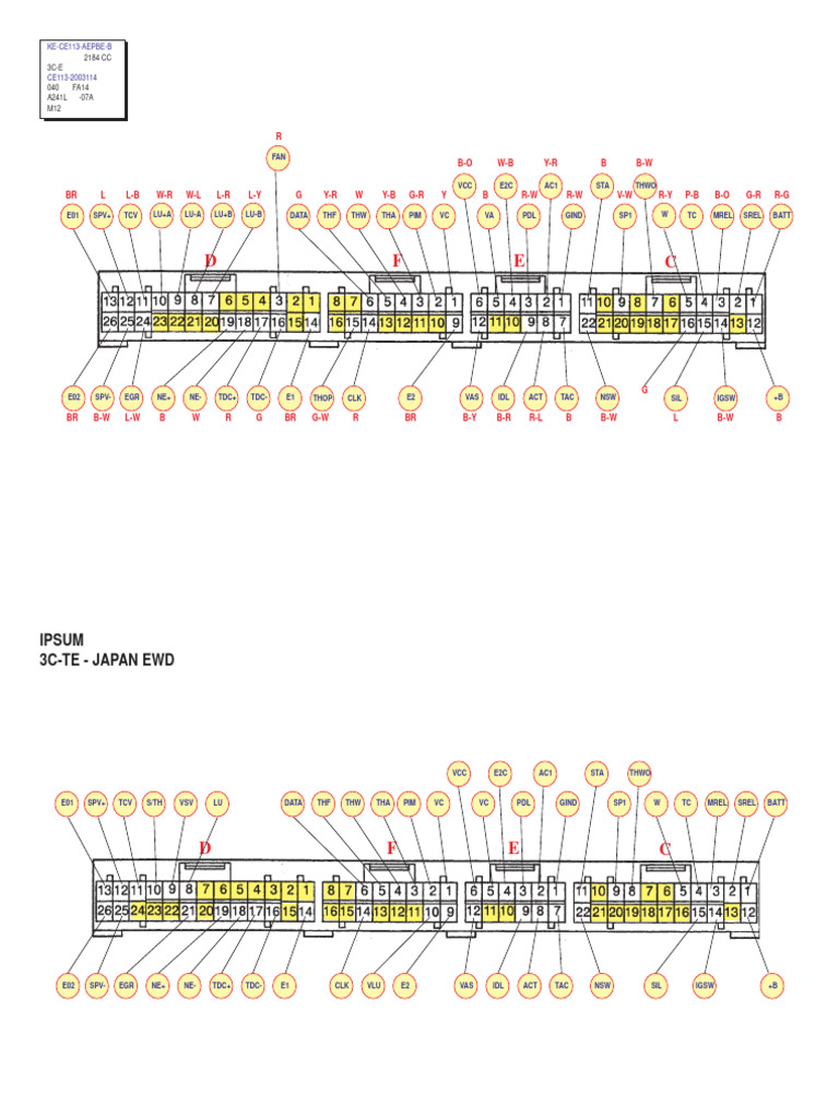 Toyota 3C-E ECU Wiring Diagram | PDF