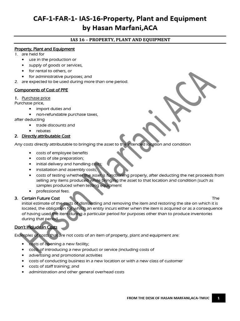 Ias 16-Ppe Autumn 2022 by Hasan Marfani,ACA (3) | PDF | Depreciation | Book Value