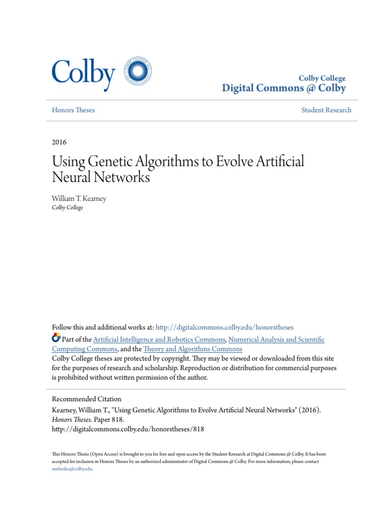 Using Genetic Algorithms To Evolve Artificial Neural Networks | PDF | Genetic Algorithm ...