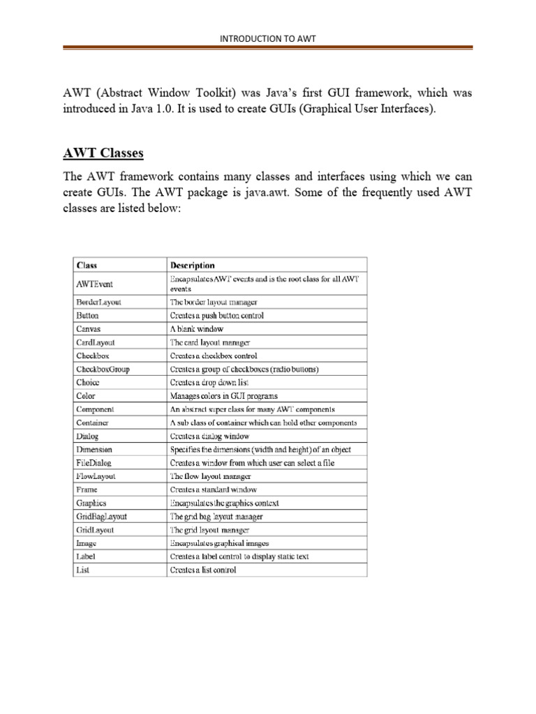 Awt Classes Pdf Window Computing Class Computer Programming