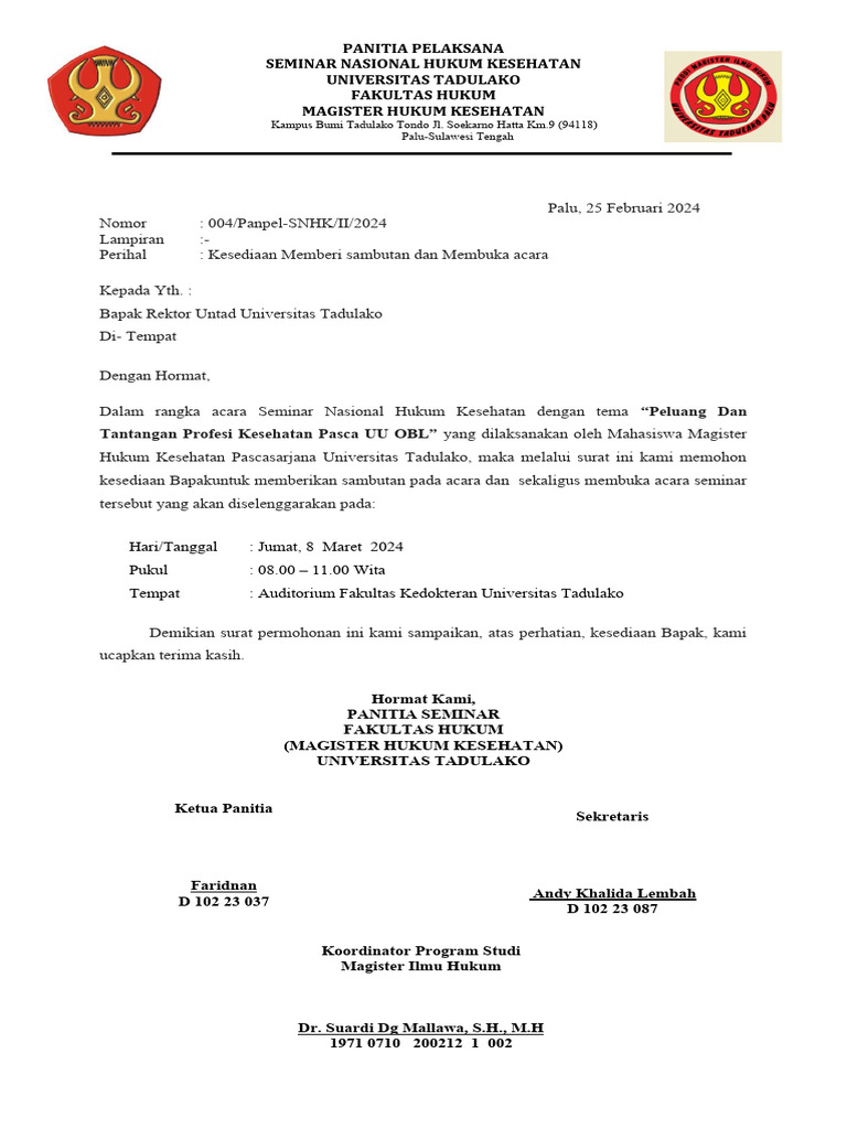 Surat Kesediaan Membuka Acara | PDF