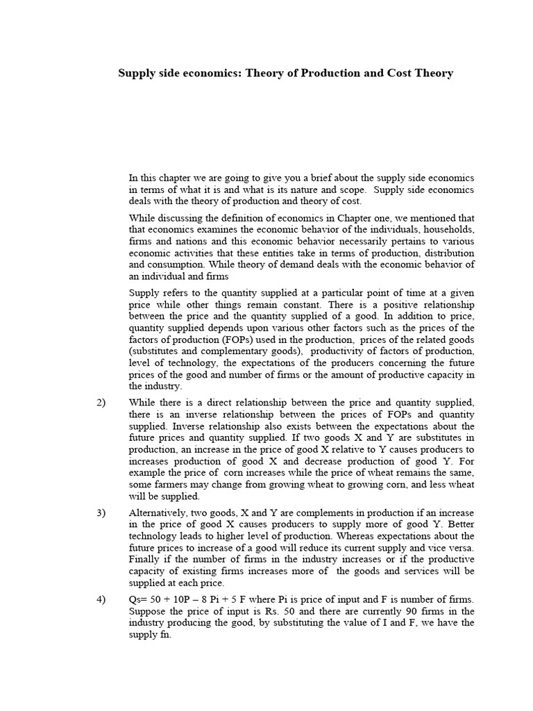 Summary - Production Theory and Cost Theory and Estimation | PDF ...