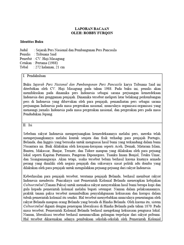 Laporan Bacaan Buku 1 Robby Furqon Sejarah Media Massa | PDF Laporan Bacaan Buku 1 Robby Furqon Sejarah Media Massa | PDF