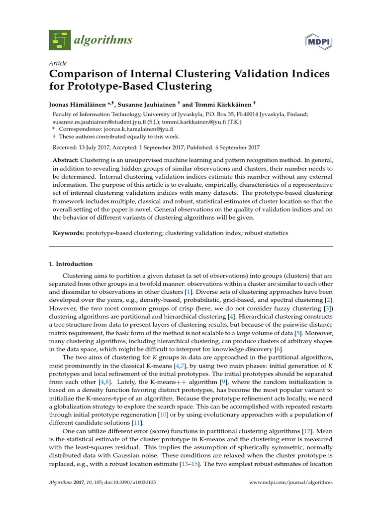 Algorithms 10 00105 | PDF | Cluster Analysis | Median